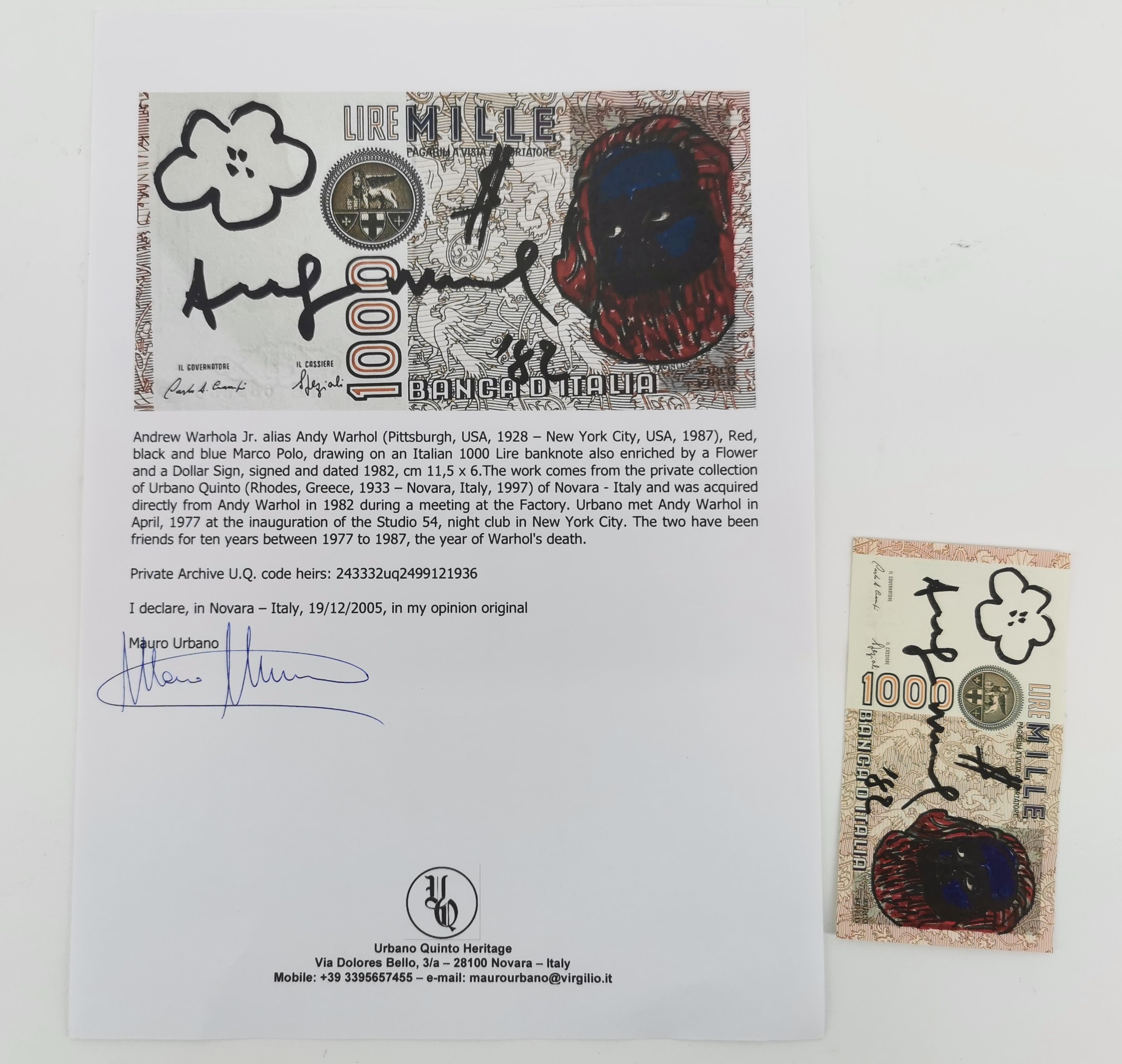 Andy Warhol | ANDY WARHOL - BANKNOTE MIT ZEICHNUNGEN (1922 - 1987 ...