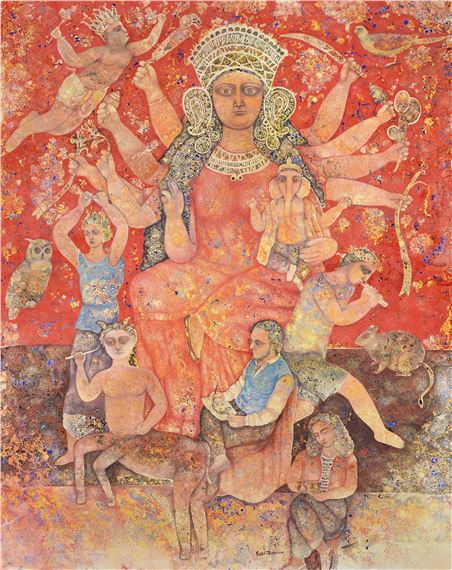 Sakti Burman | The artist drawing Durga (2013) | MutualArt