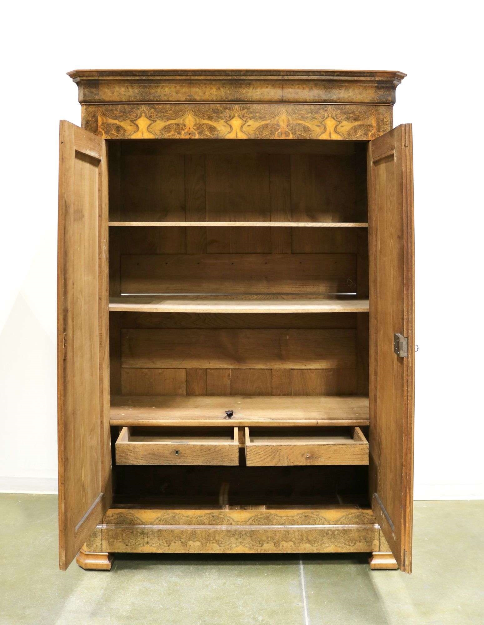 Louis Philippe | FRENCH BURL WALNUT ARMOIRE | MutualArt