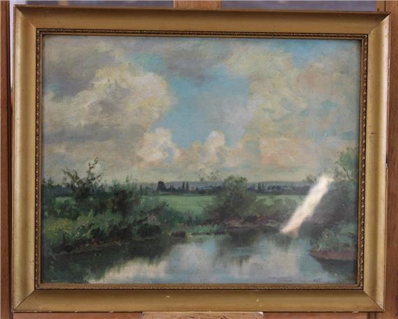 George Jennings | A Victorian oil On board River Landscape Signed G ...