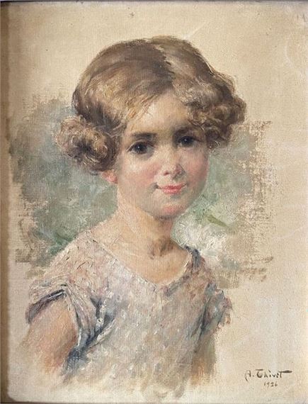 Antoine Auguste Thivet | Portrait of a little girl (1926) | MutualArt