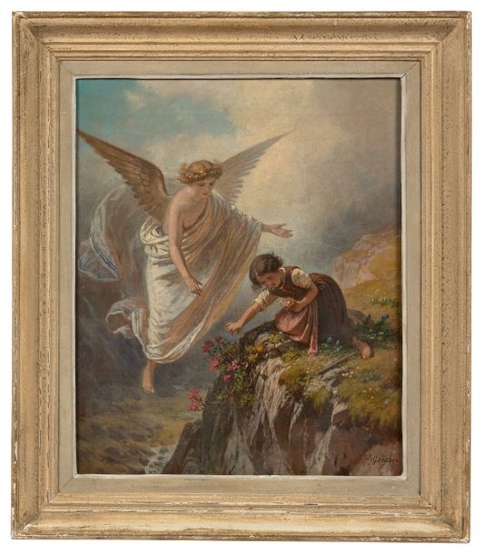 Johann Joseph Geisser | The guardian angel Signed lower right 46 x 38.5 ...