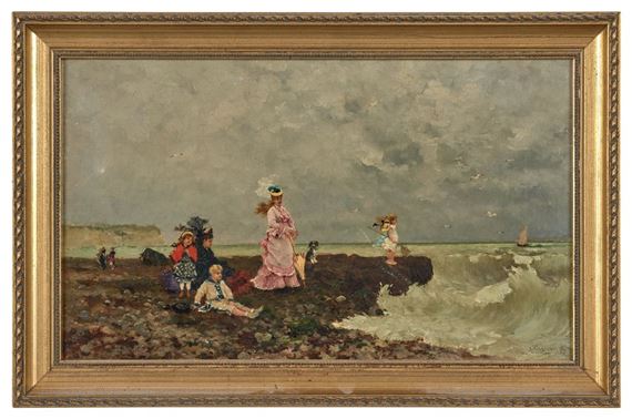 Armand Charnay | Elegant women and children at the beach in Normandy ...