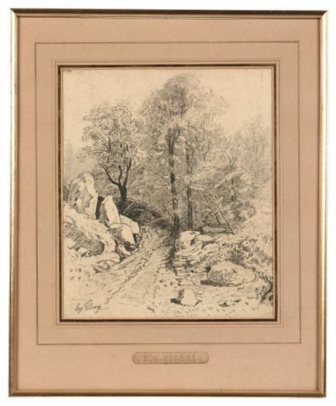 Etienne Eugène Cicéri | Path in the Forest of Fontainebleau Signed ...