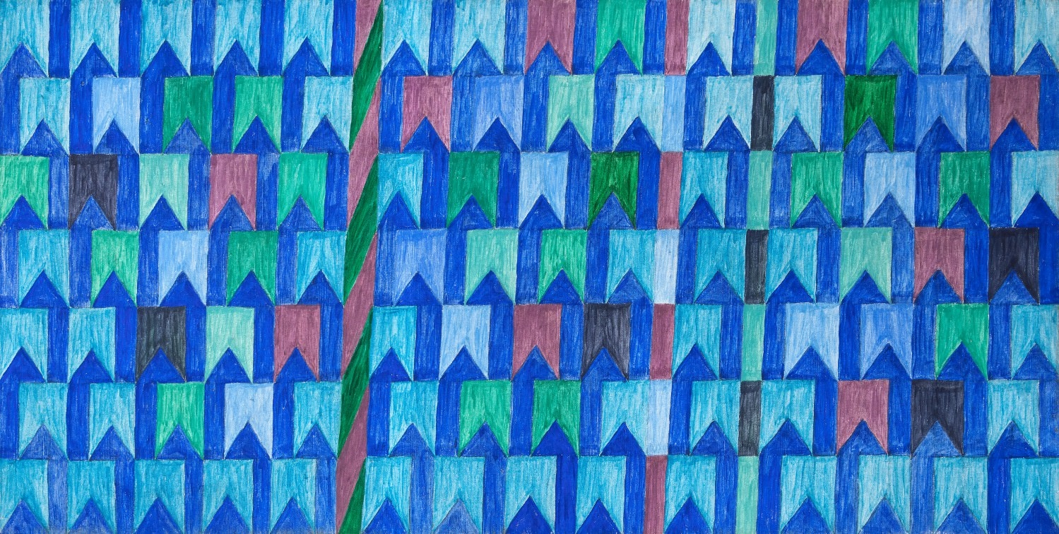 Alfredo Volpi | Bandeirinhas Estruturadas com Mastros (1970) | MutualArt