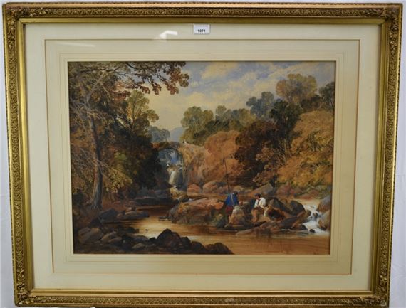 James Burrell Smith | Figures Fishing on a Highland River | MutualArt