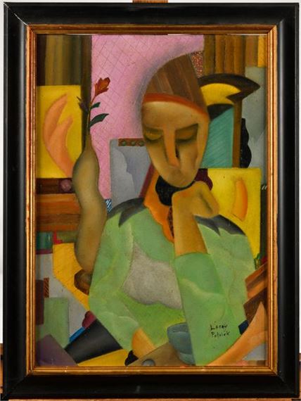 Patrick Leroy | Cubist composition with pensive young girl Signed lower ...