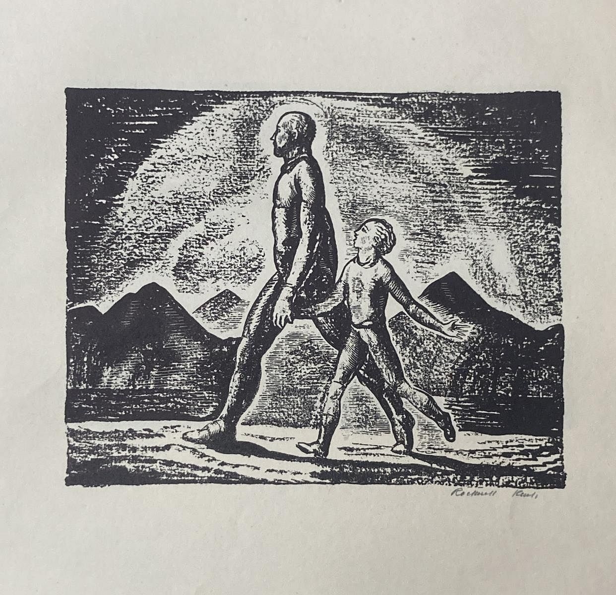 Rockwell Kent | Two woodblock prints: Starry Night, 1933, Girl on Cliff ...
