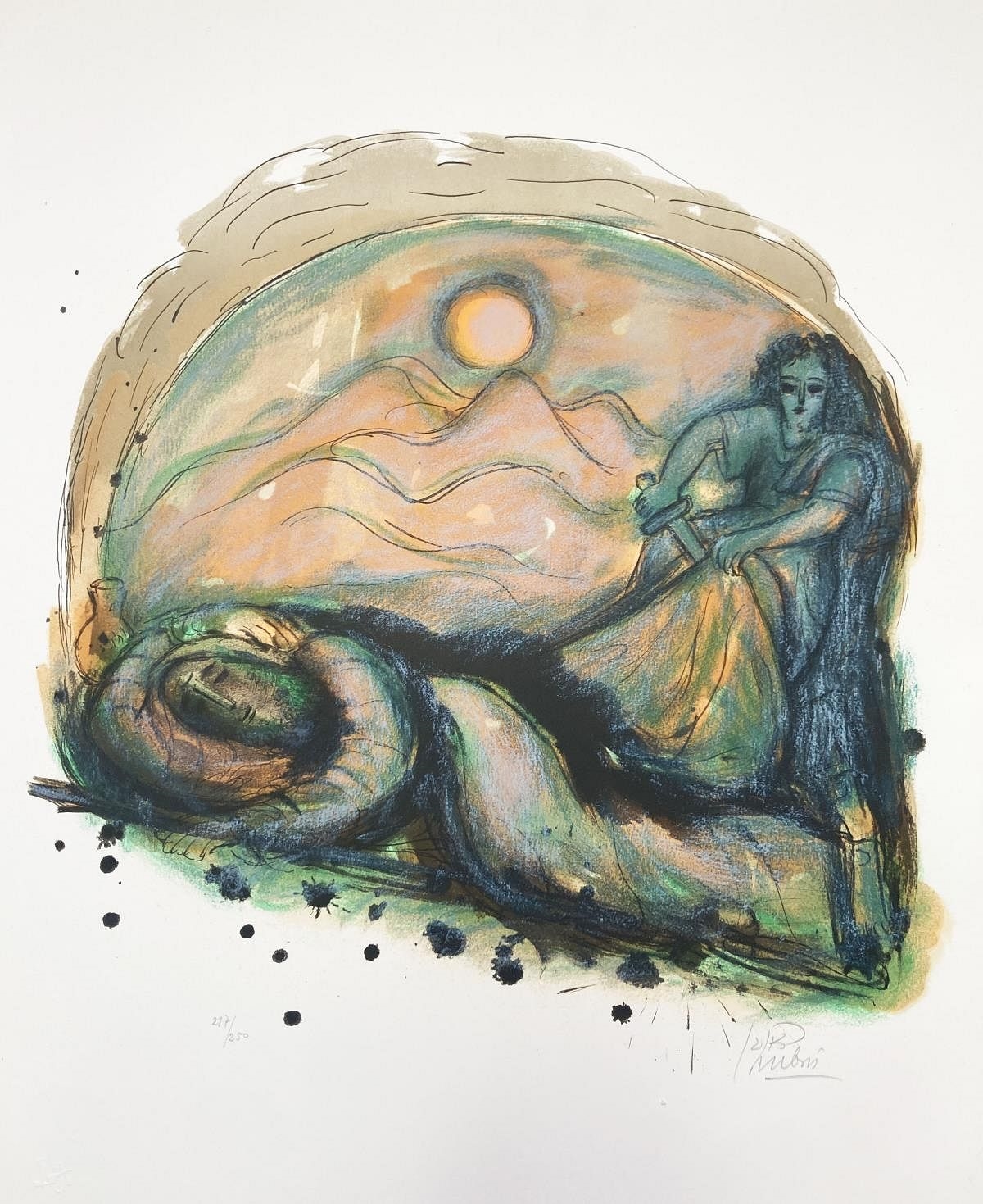 Reuven Rubin | ABRAHAM AND THE THREE ANGELS (1969) | MutualArt