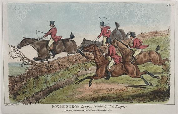 Henry Thomas Alken | Henry Alken - Fox Hunting Leap (1825) | MutualArt