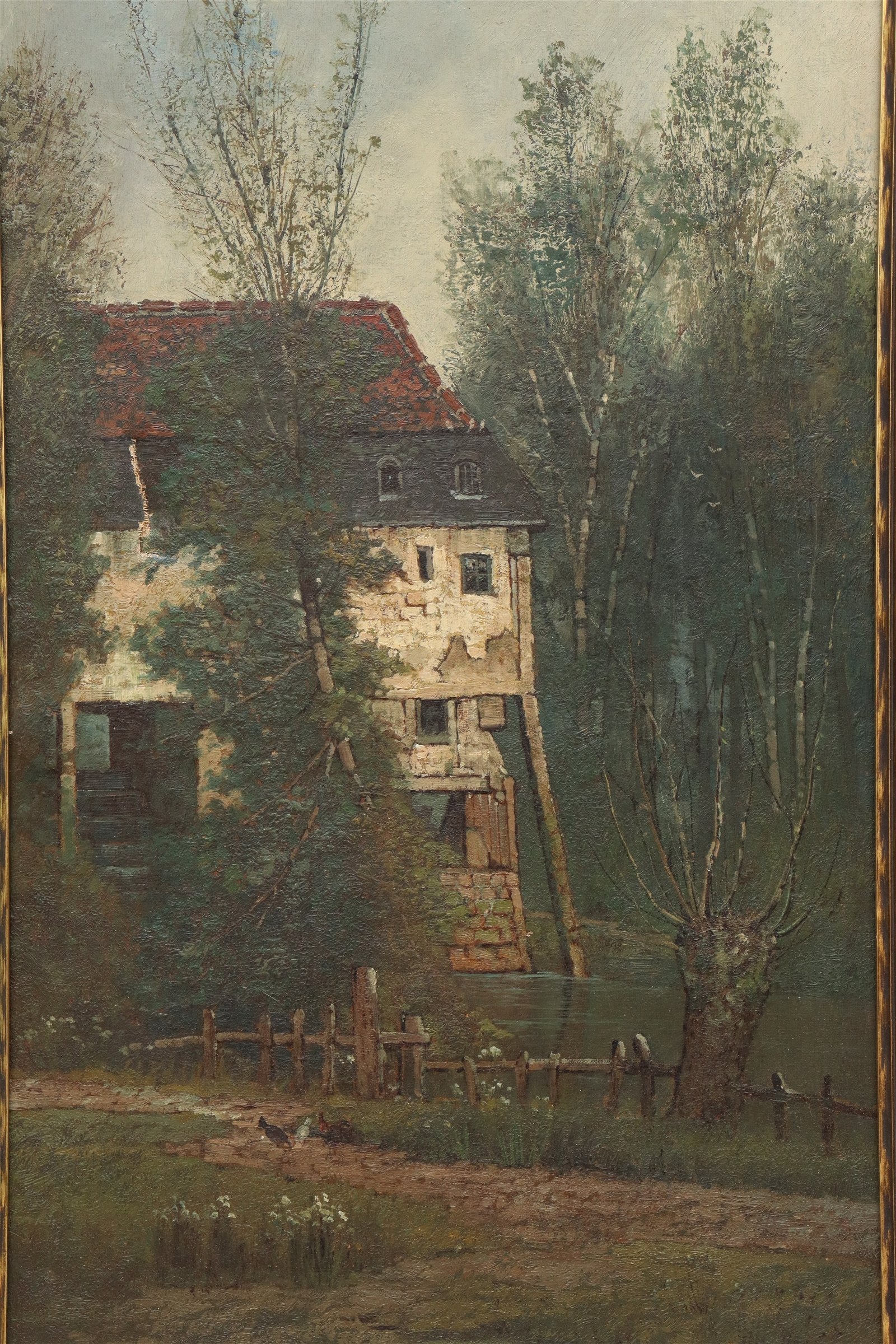 Edwin Deakin | Edwin Deakin Painting - Rundown House in Forest - Oil on ...