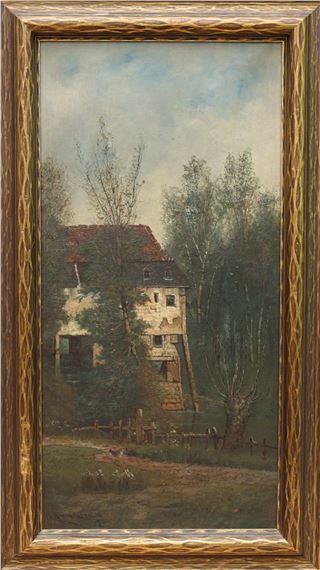 Edwin Deakin | Edwin Deakin Painting - Rundown House in Forest - Oil on ...