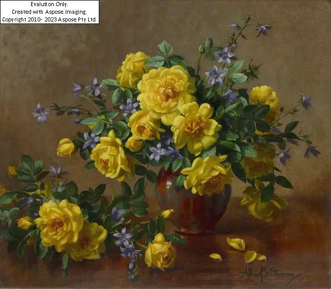 Albert Williams | Pink and white roses in a glass vase | MutualArt