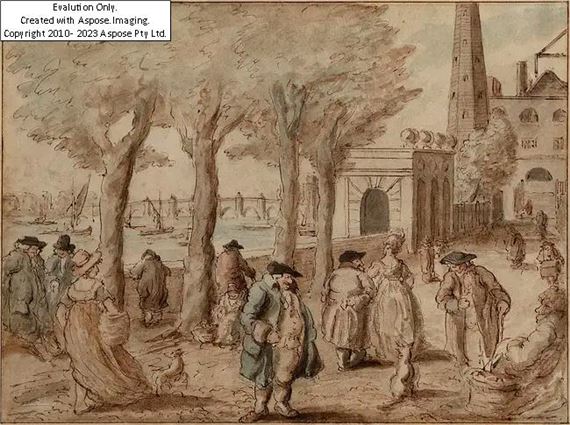 Thomas Rowlandson | British 1757-1827- Crowds on the Somerset House ...