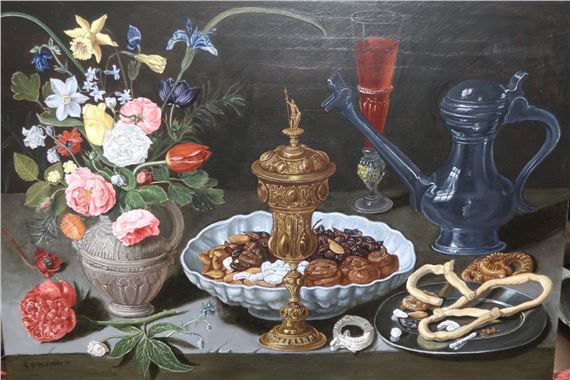Clara Peeters | Still Life with Vase, Jug, and Platter of Dried Fruit ...