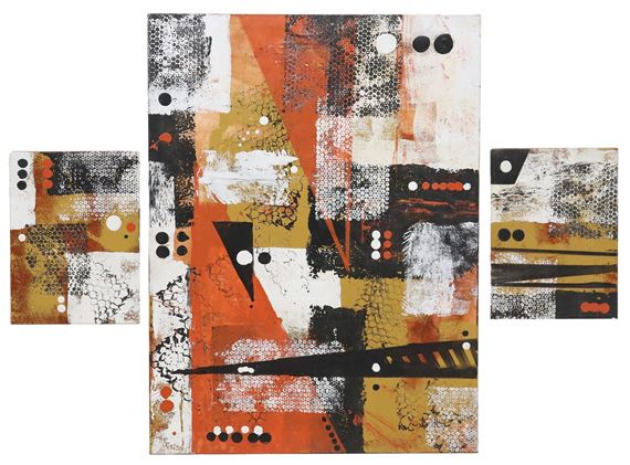 Darin Wood | 3) DARIN WOOD (B.1974) MIXED MEDIA ABSTRACT TRYPTIC ...