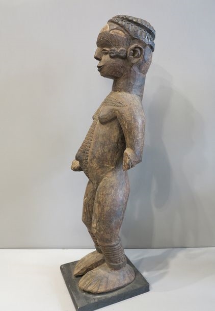 Nigerian School | Female anthropomorphic statuette, standing, body ...