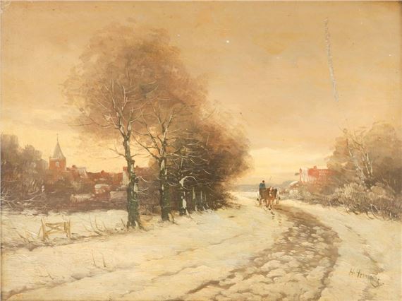 H. Hermans | Paardenkar in winterlandschap | MutualArt