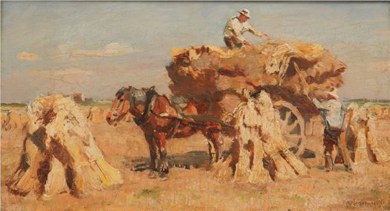 Waalko Dingemans | Paardenkar met korenschoven | MutualArt