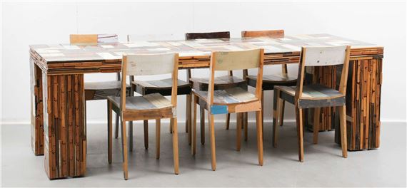 Piet Hein Eek | Piet Hein Eek (1967), Een 'Scrap Wood' eetkamerset met ...