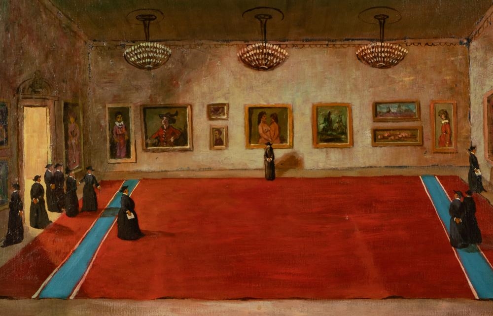 Nino Caffè | Style of Nino Caffe: Priests in an Art Gallery | MutualArt