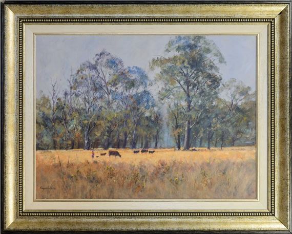 Eugene Hurter | Cattle with a Herder | MutualArt