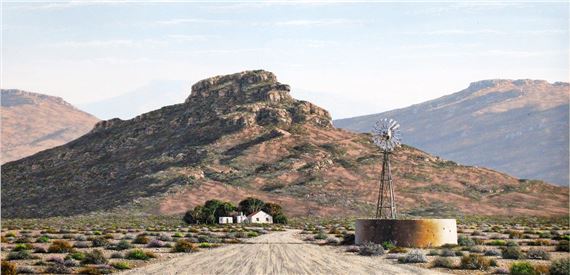 Paul Munro | WINDMILL AND DAM IN A KAROO LANDSCAPE | MutualArt