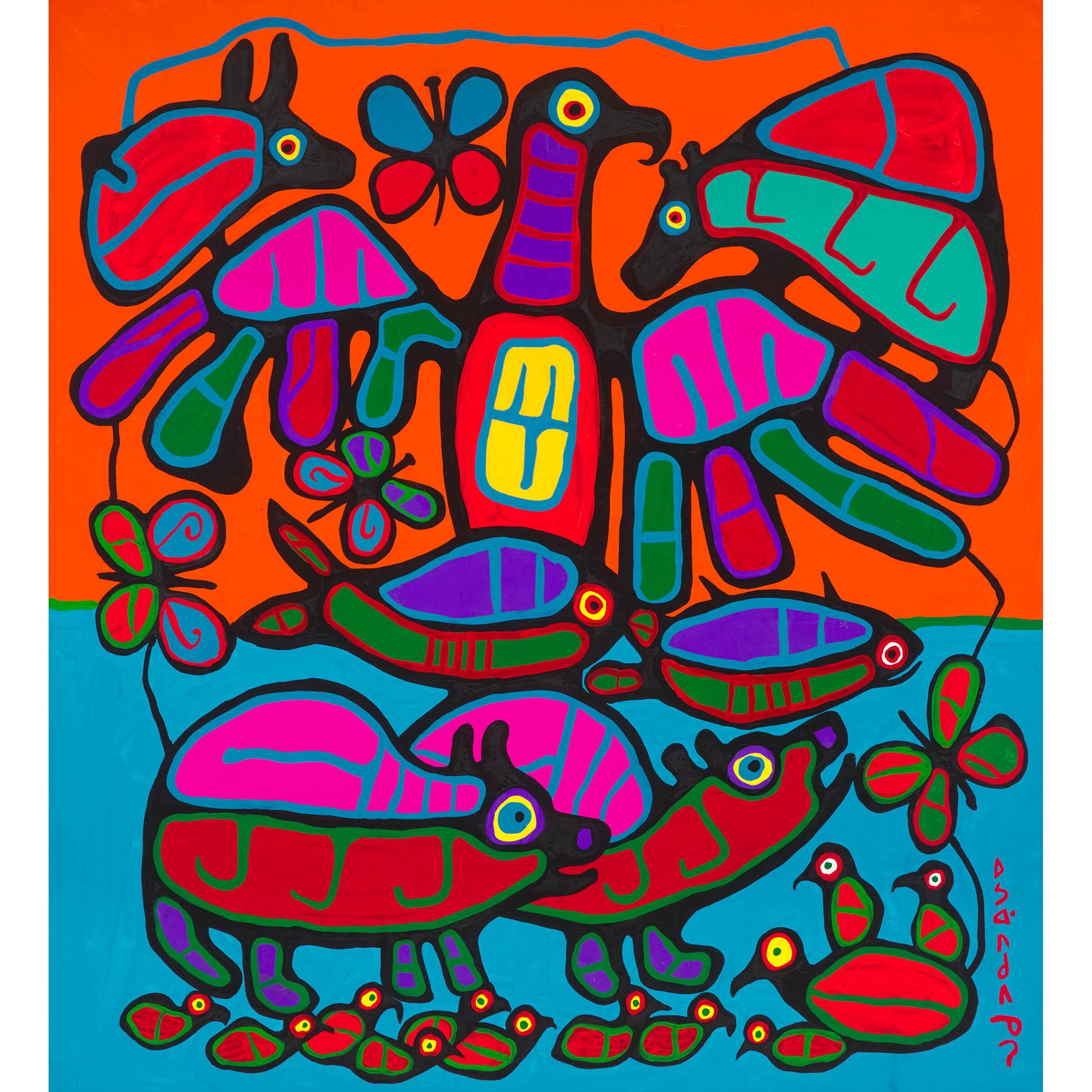 Norval Morrisseau | SPRING SEASON CYCLE OF FOWL, ANIMAL, FISH, BIRDS ...