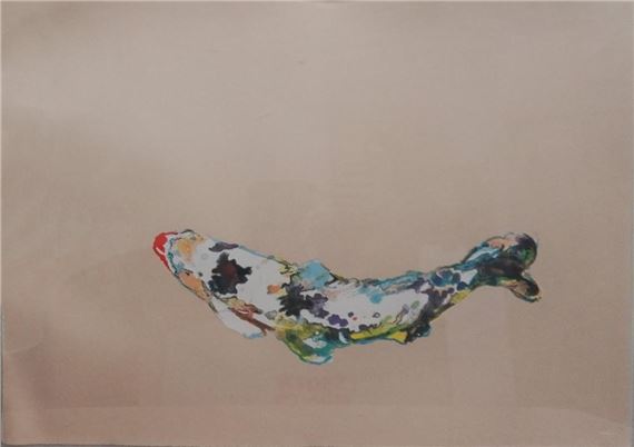 Joseph Raffael | Three Fish, Blue Water | MutualArt