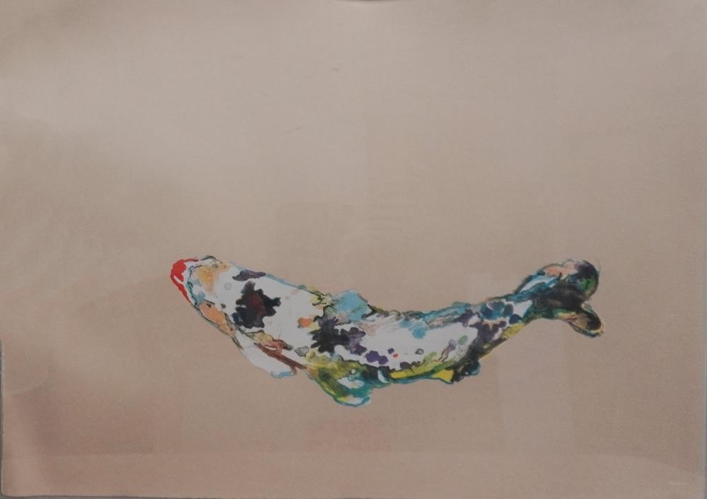 Joseph Raffael | Three Fish, Blue Water | MutualArt