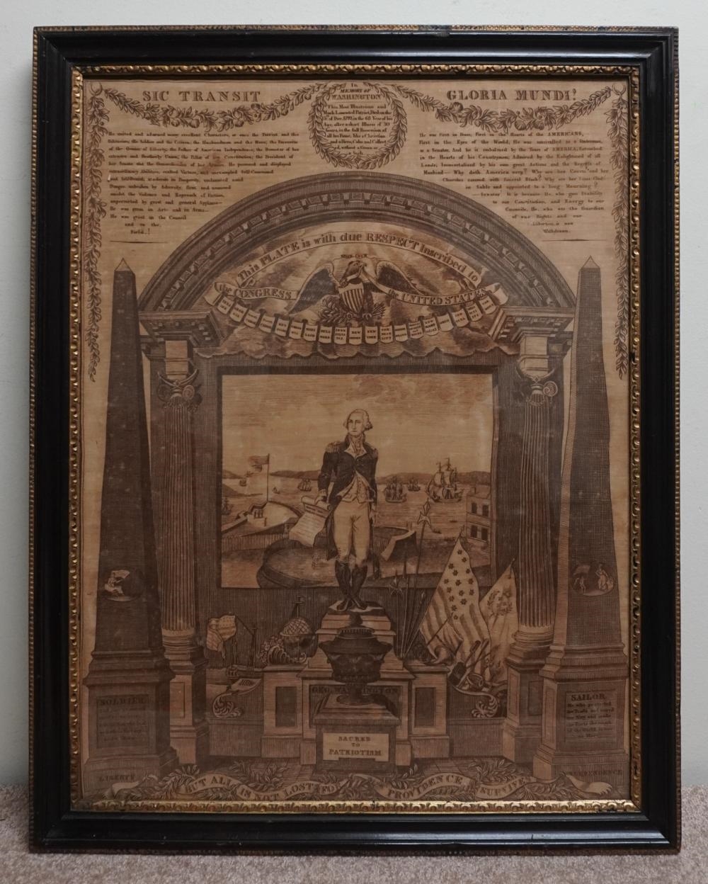 Cornelius Tiebout | 'The Bowling Green Washington' Sepia Engraving on ...