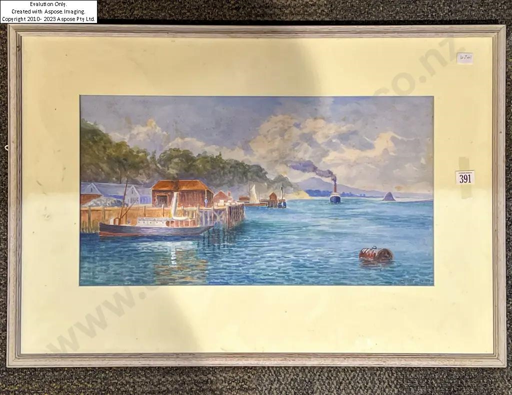 John H. Nicholson | John H Nicholson - Harbour Scene - W/C | MutualArt