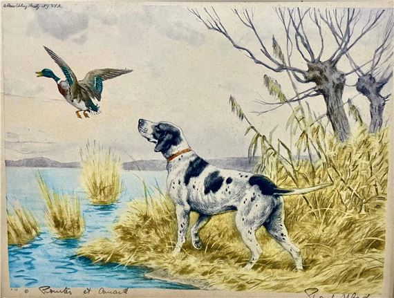 Paul Wood | Hunting dog and mallard (Circa 1930s) | MutualArt