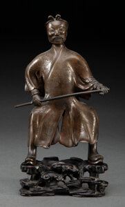 Korean School | A Korean Patinated Bronze Figure with Stand | MutualArt