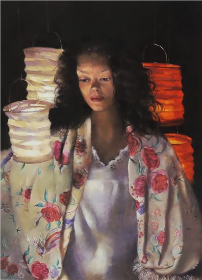 Robert Lenkiewicz | Anna with paper lanterns | MutualArt