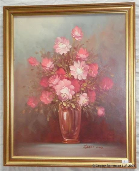 Robert Bruce Cox | Robert Cox A Vase of Roses Floral Still Life Oil ...