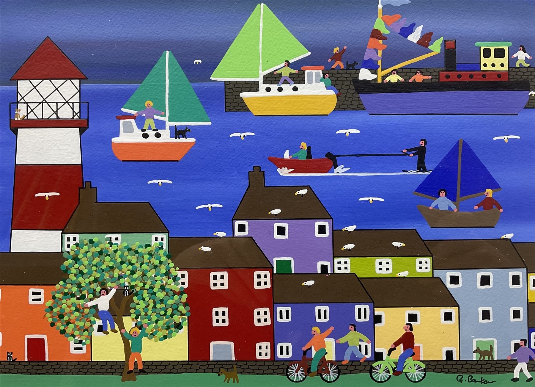 Gordon Barker | Cycling by the Harbour | MutualArt