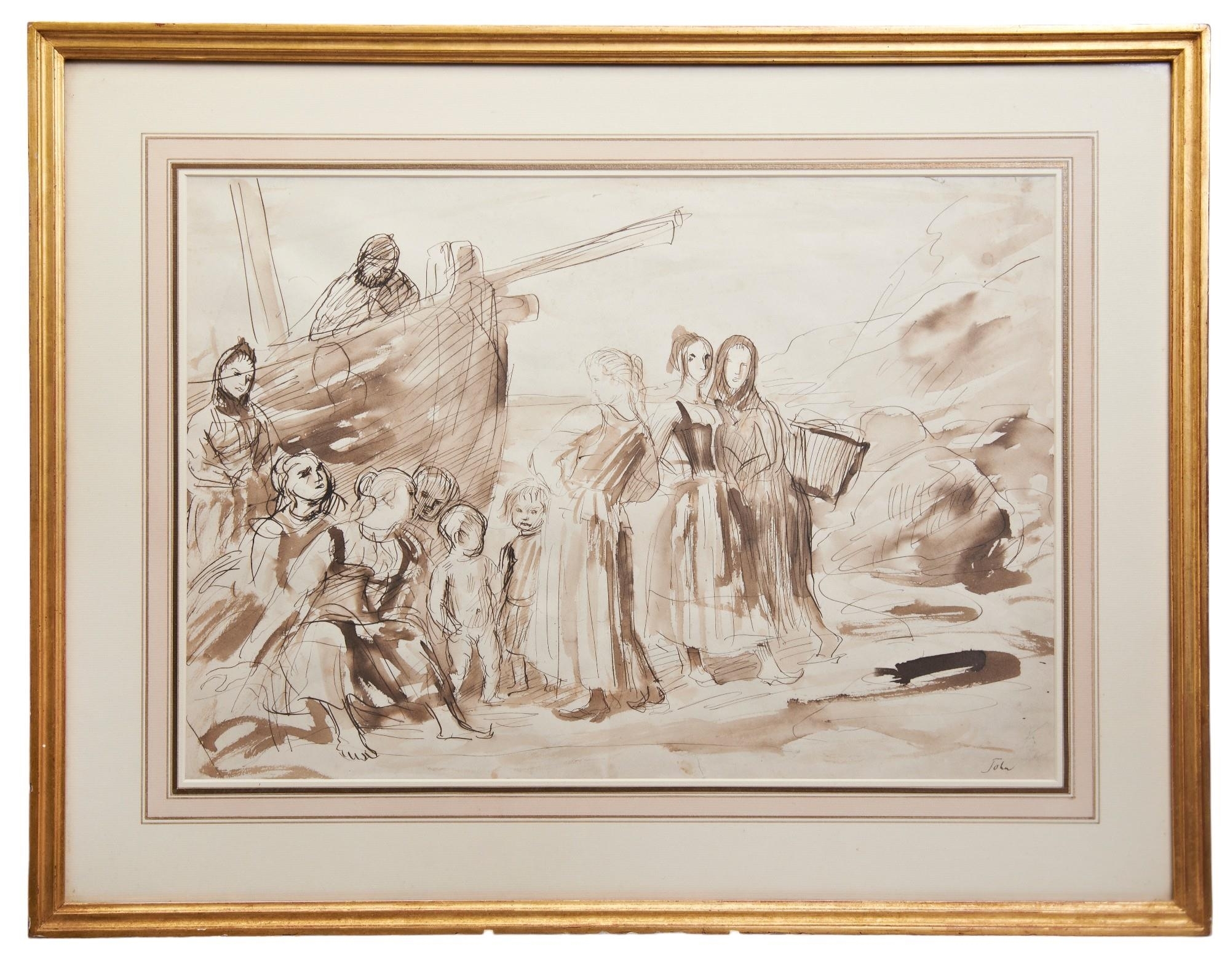 Augustus Edwin John | FISHERGIRLS AT EQUIHEN | MutualArt