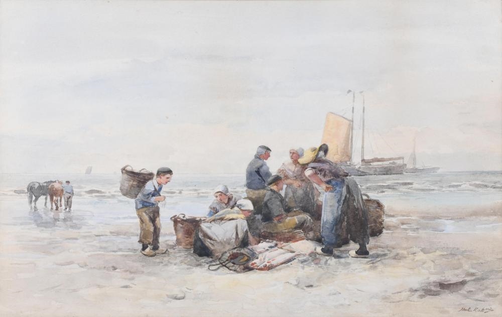 Johan Mari Henri ten Kate | DUTCH FISHERFOLK ON THE BEACH | MutualArt