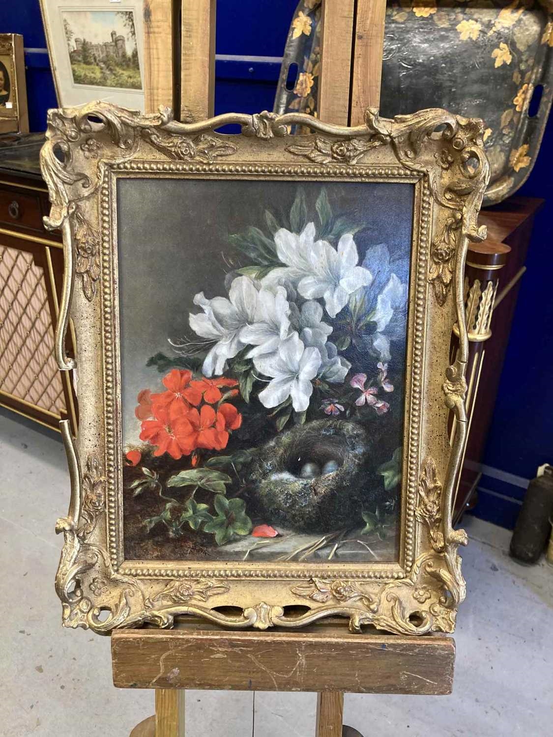 Oliver Clare | Still life with flowers and a bird's nest Oil on board 29 | MutualArt