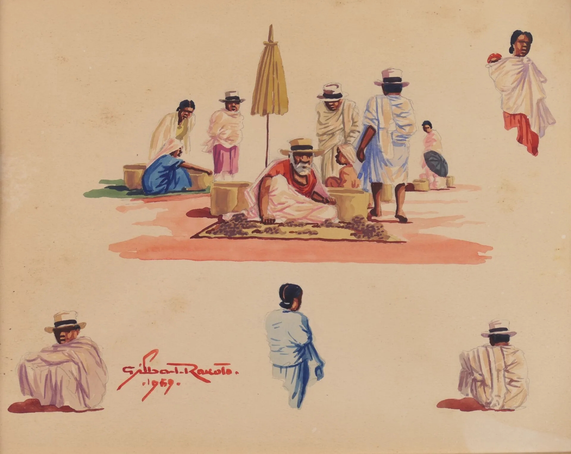 Gilbert Rakoto | Etude de personnages Africaines (1959) | MutualArt