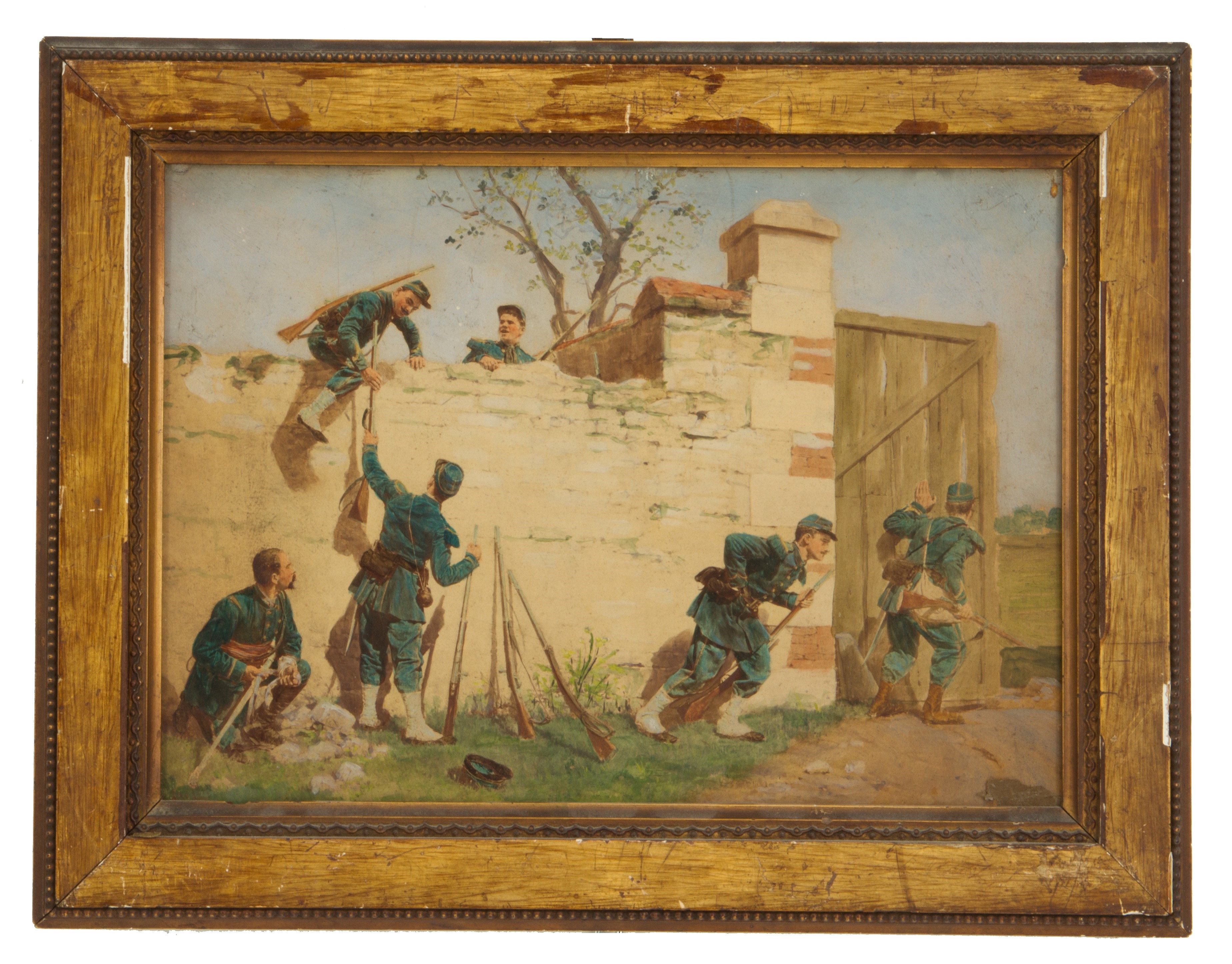 Etienne-Prosper Berne-Bellecour | Painting SOLDIERS CLIMBING A WALL ...
