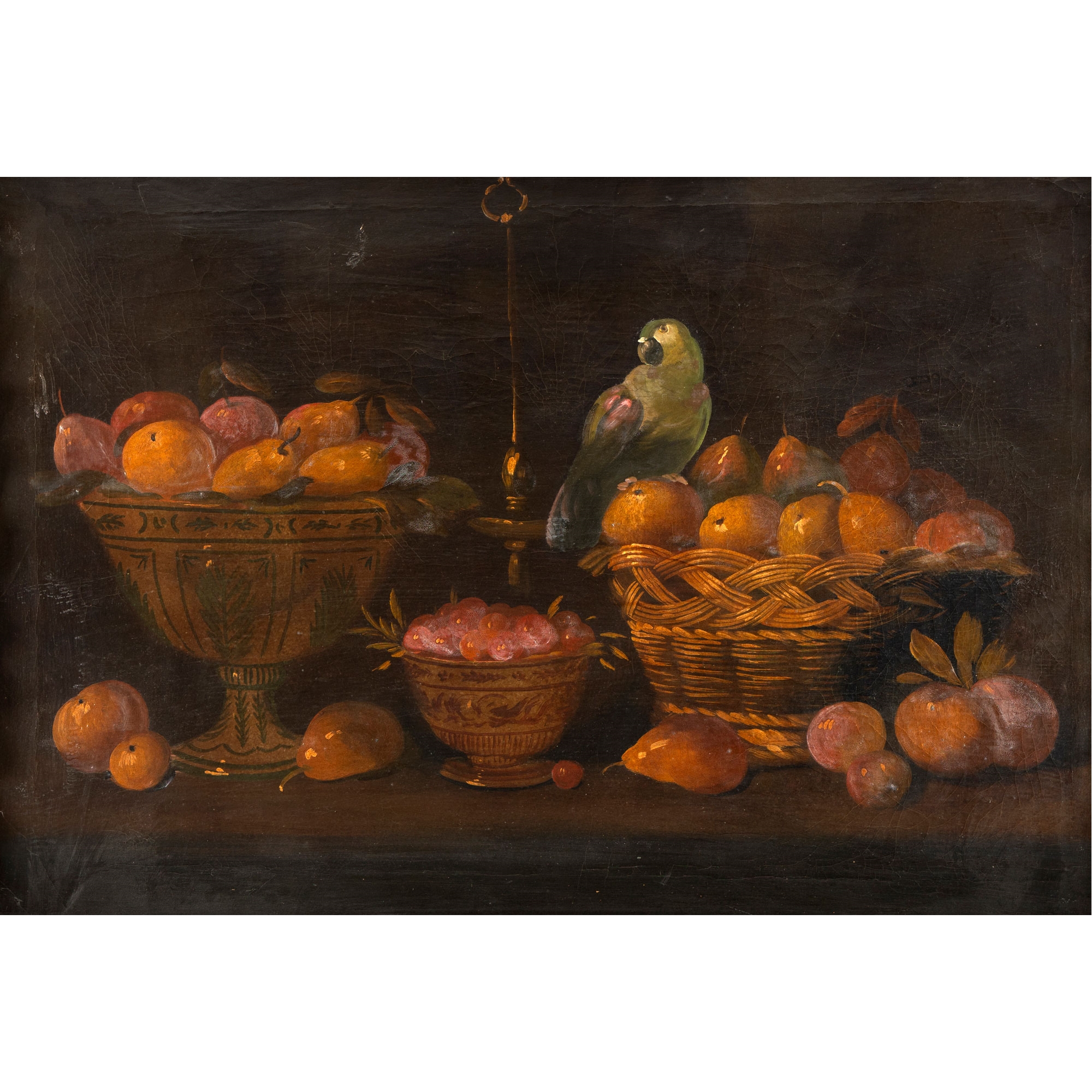 Spanish School, 20th Century | Bodegón de frutas con ave | MutualArt