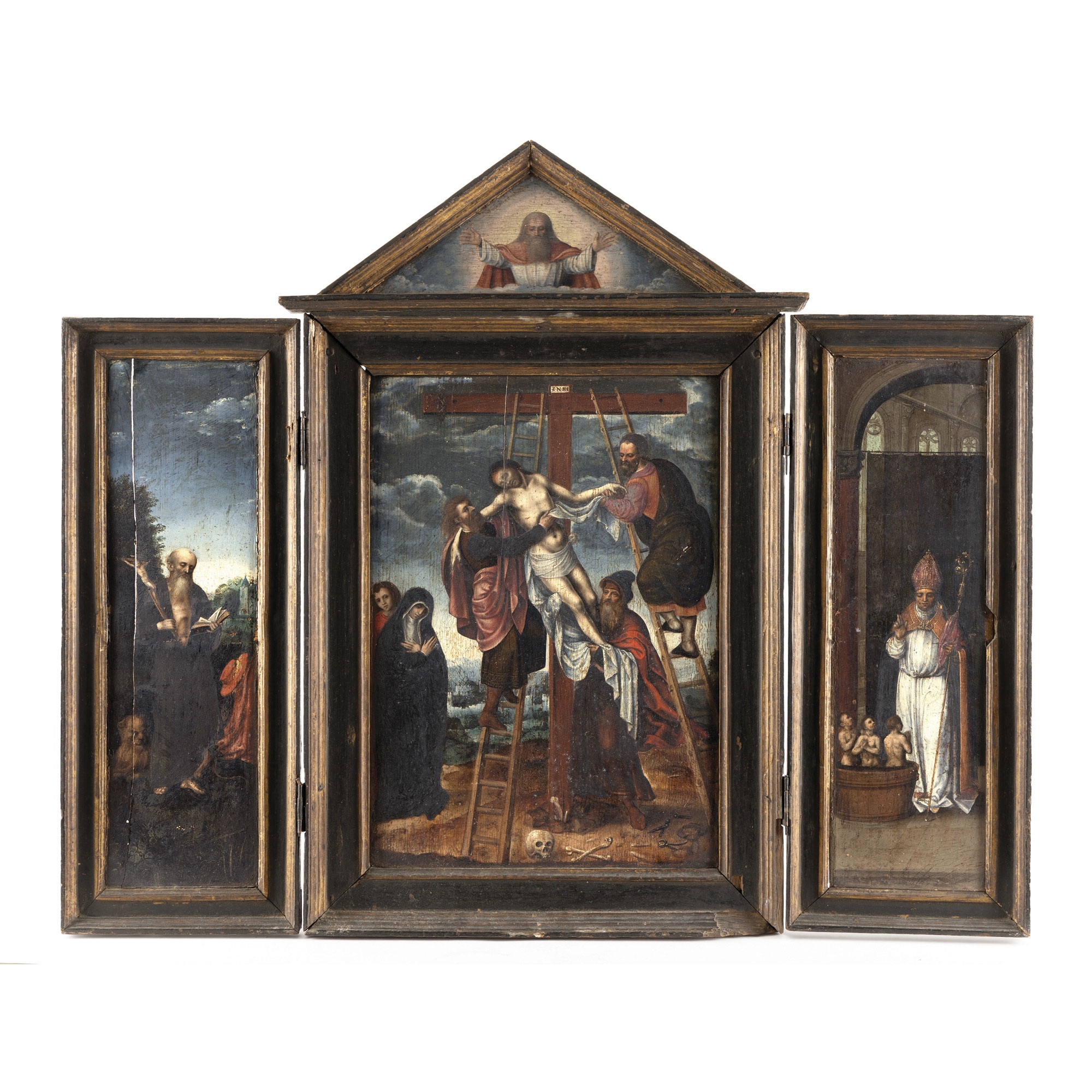 Flemish School, 16th Century | Descendimiento de Cristo con San Nicolás de Bari y San Jerónimo ...
