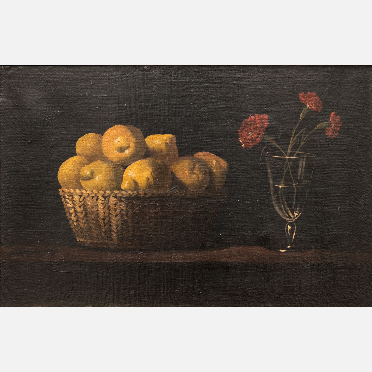 Juan Pantoja de la Cruz | still life with lemon basket and red flowers ...