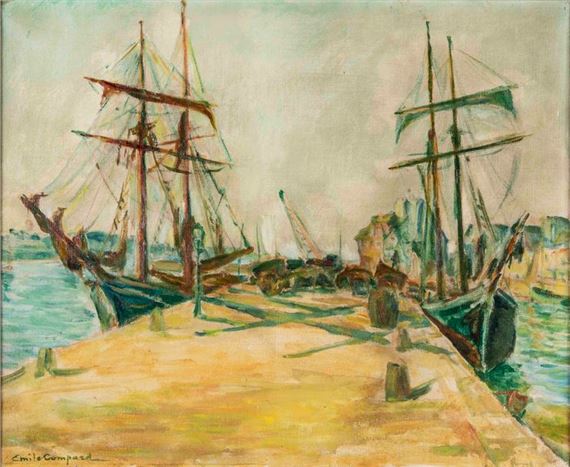 Émile François Jacques Compard | Boats at quay | MutualArt