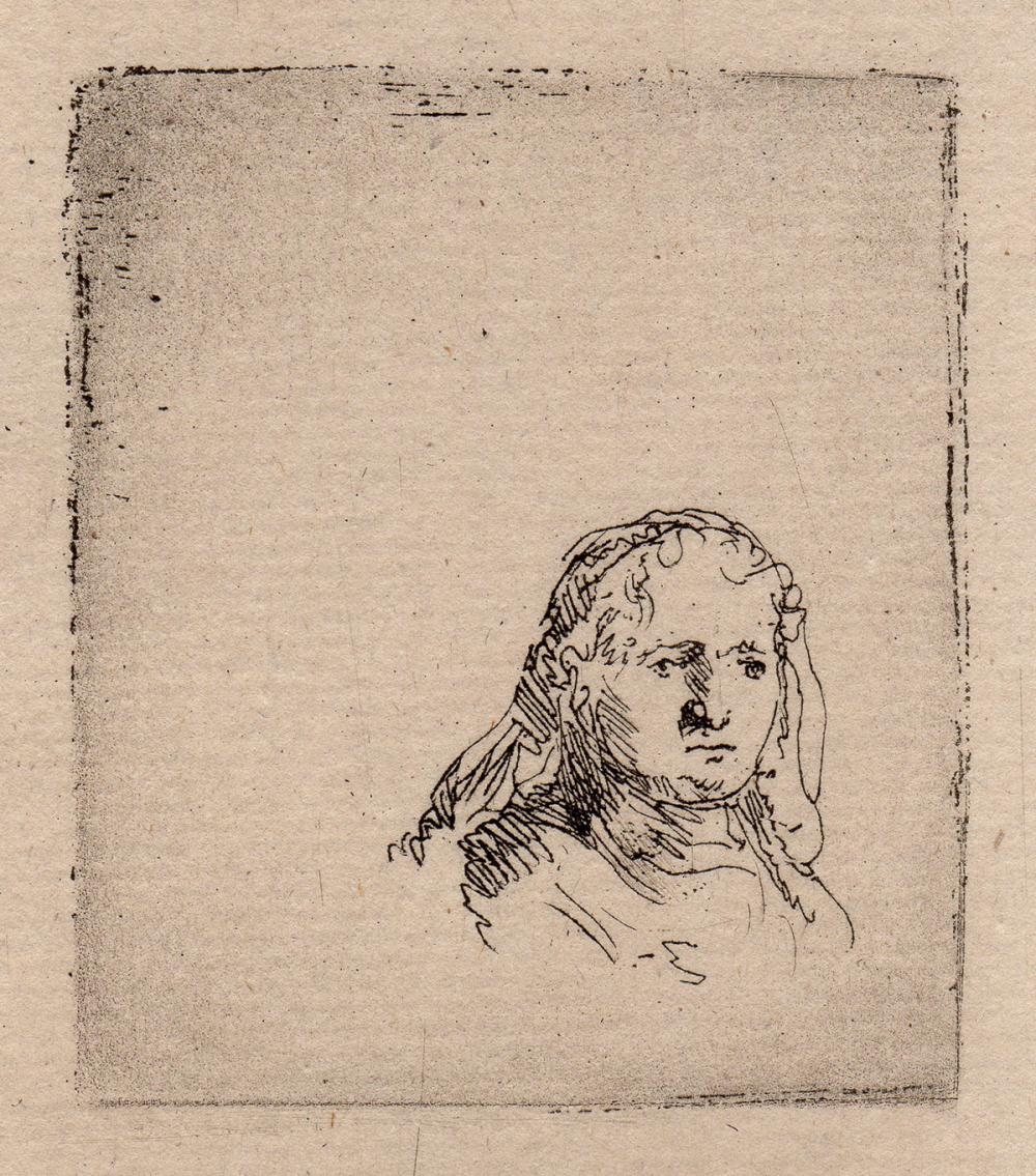 Rembrandt van Rijn | 1800s Rembrandt Etching B375 Woman's Head DURAND Original Framed (Circa ...