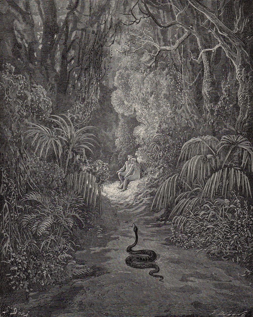 Gustave Doré | Gustave Dore Adam & Eve with the Snake (Milton's ...