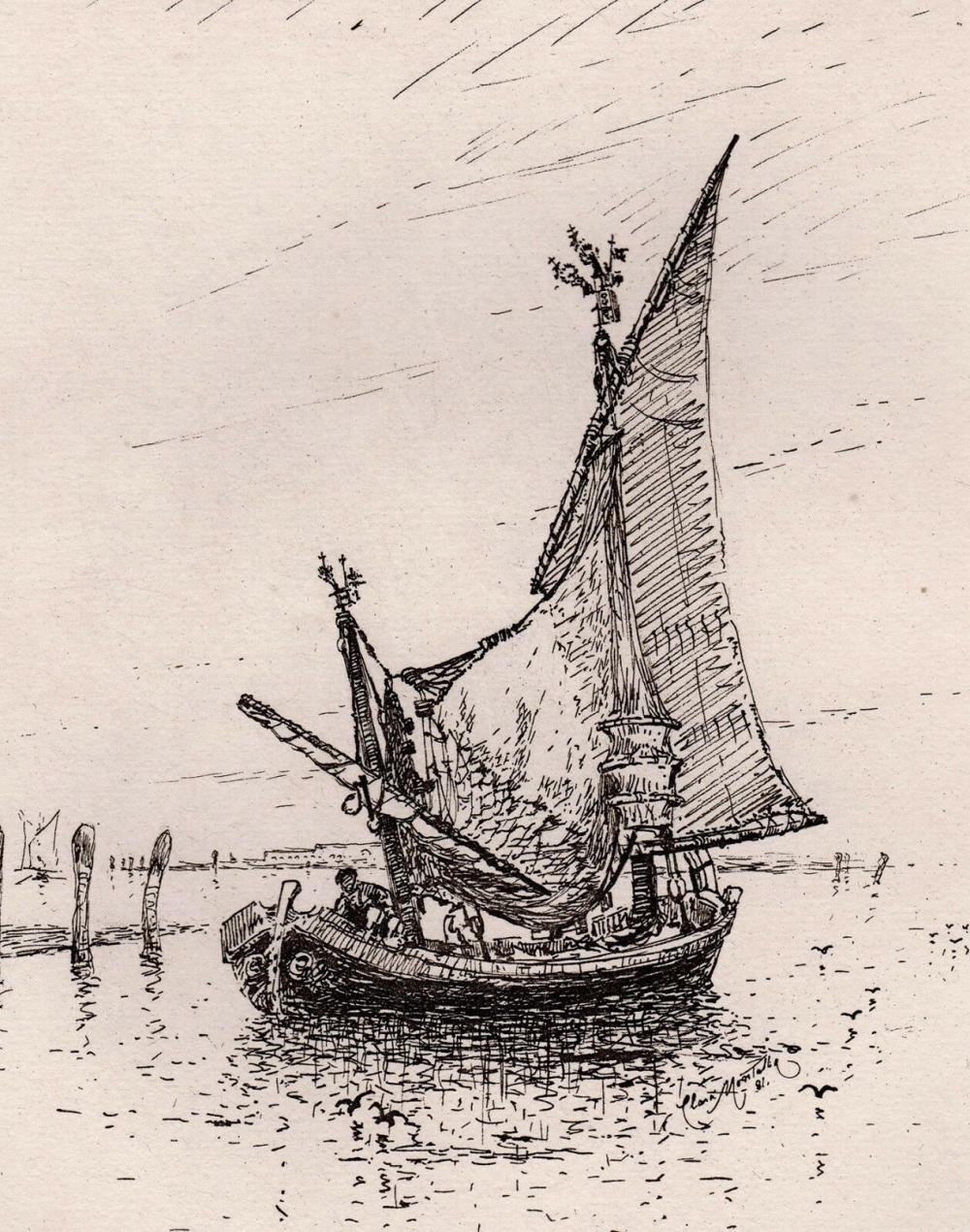 Clara Montalba | Clara Federica Montalba 1882 etching Venetian Fishing ...