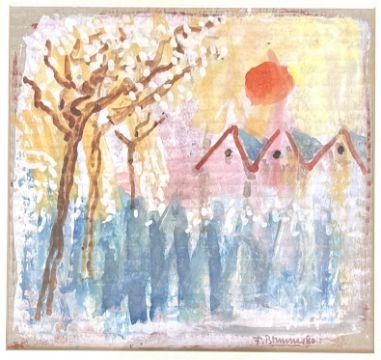 Fritz Brunner | Avenue of trees with half-timbered houses (1980 ...